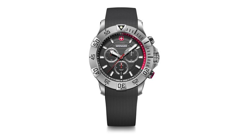 Reloj Seaforce Chrono correa acero inox, dial negro 43 mm Wenger ... Reloj Seaforce Chrono correa acero inox, dial negro 43 mm Wenger ...